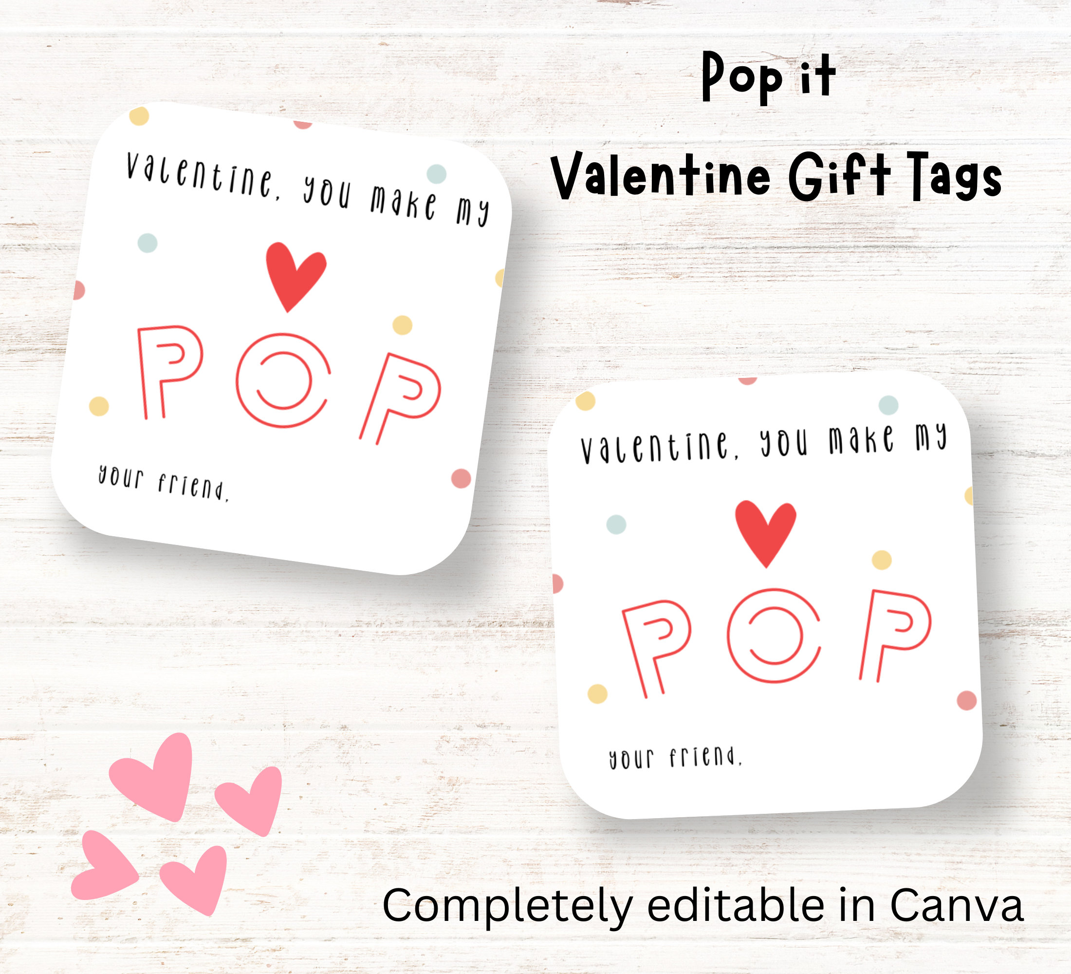 Pop It Valentine Gift Tags Printable Classroom Valentines Pop It Fidget ...