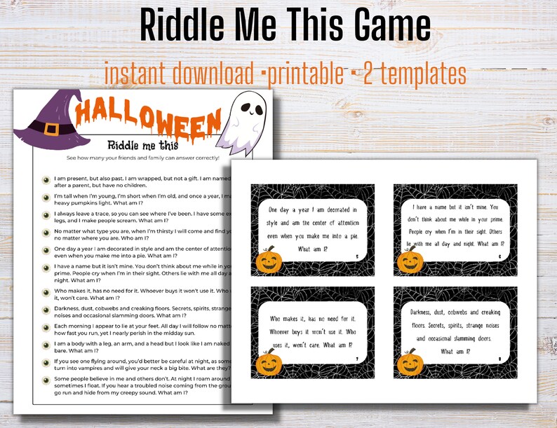 Halloween Riddle Me This Printable Game Halloween Party Game - Etsy