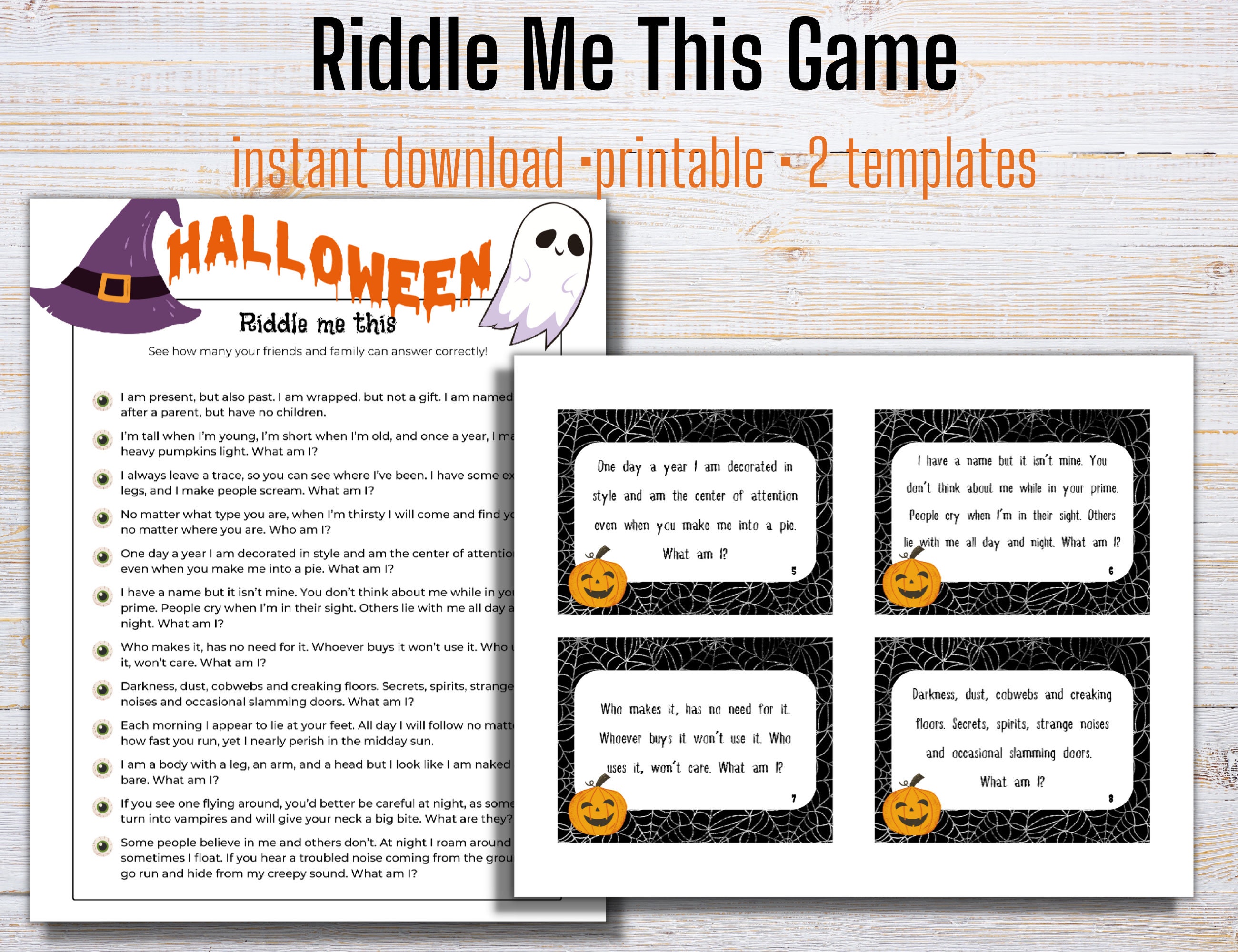 Halloween Riddle Me This Printable Game Halloween Party Game - Etsy