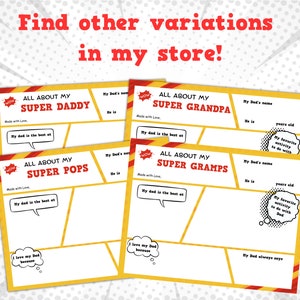 All About My Dad Comic Strip Questionnaire | First Father's Day ...