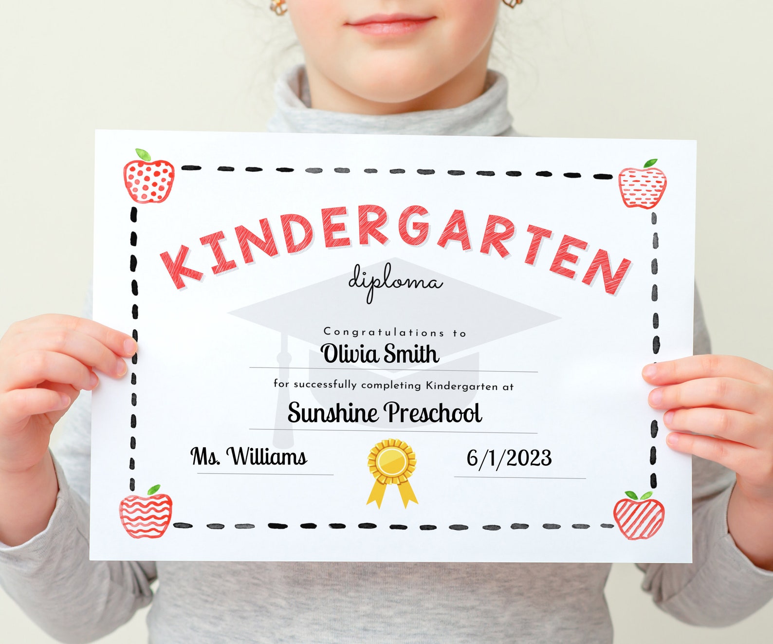 Printable Kindergarten Graduation Diploma | Kinder Certificate Editable ...