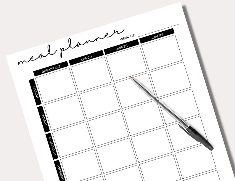 Minimalist Printable Weekly Meal Planner Printable Grocery - Etsy