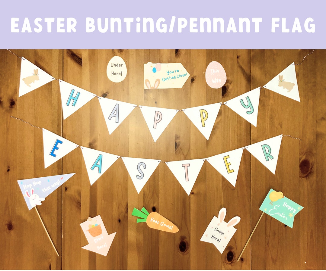 Happy Easter Banner Bunting Printable | Easter Pennant Flags ...
