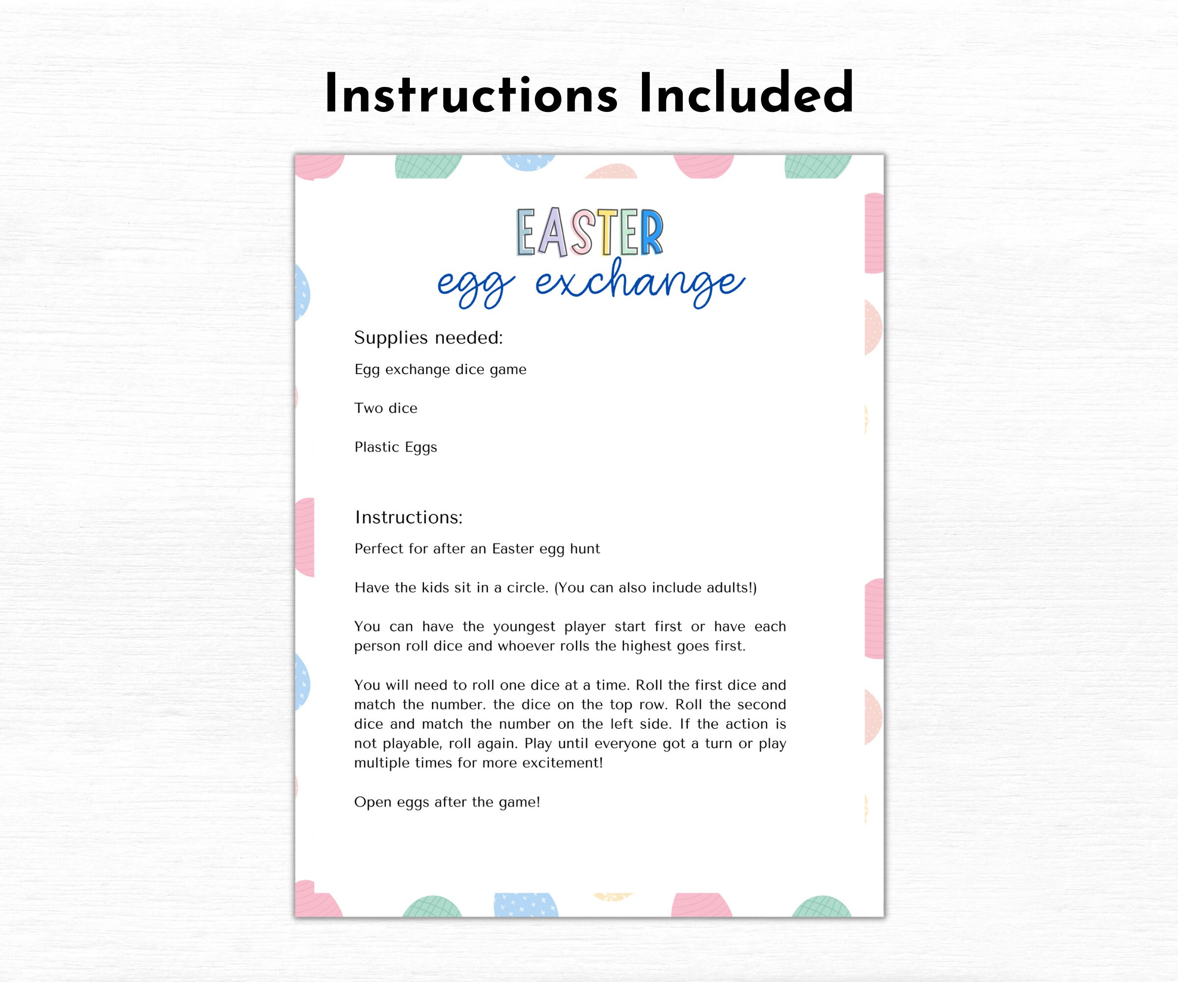 Easter Egg Exchange Dice Game | Family Game Night | Easter Activities ...