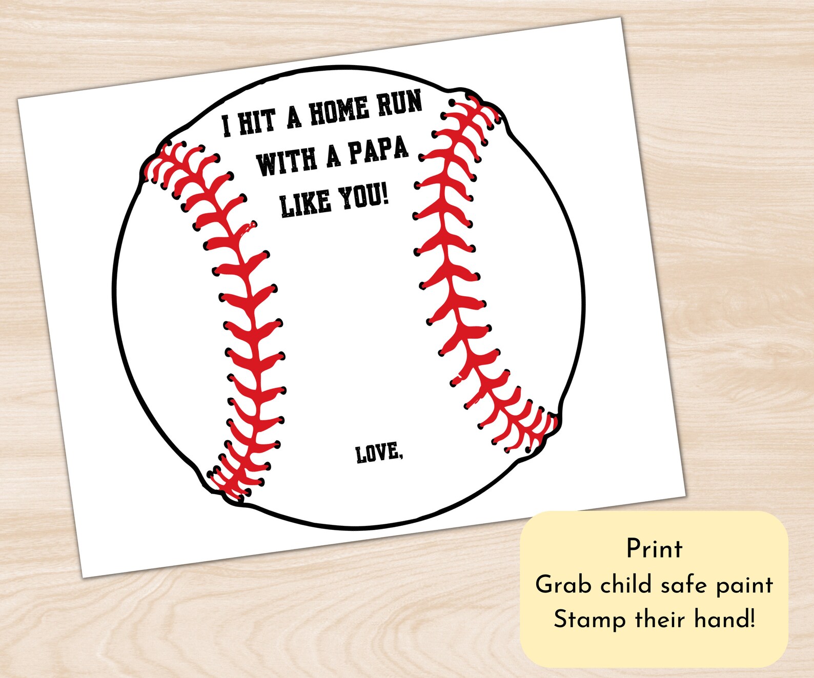 Father's Day Papa Handprint Craft Printable Baseball Handprint Art ...