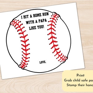 Father's Day Papa Handprint Craft | Printable Baseball Handprint Art ...