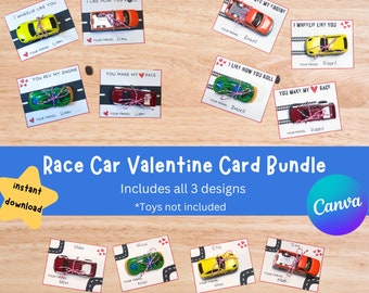 Printable Car Classroom Valentines | Boy Valentines | Race Car ...