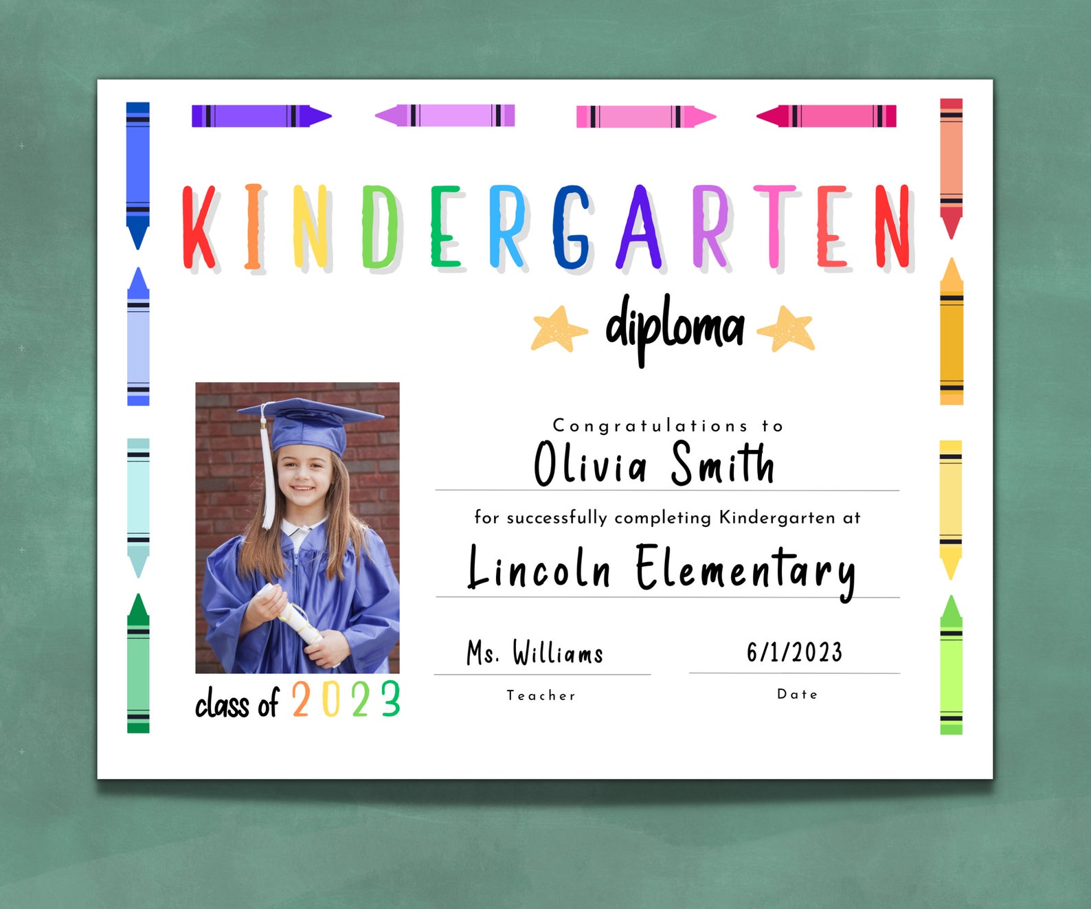 Printable Kindergarten Graduation Diploma | Kindergarten Certificate ...