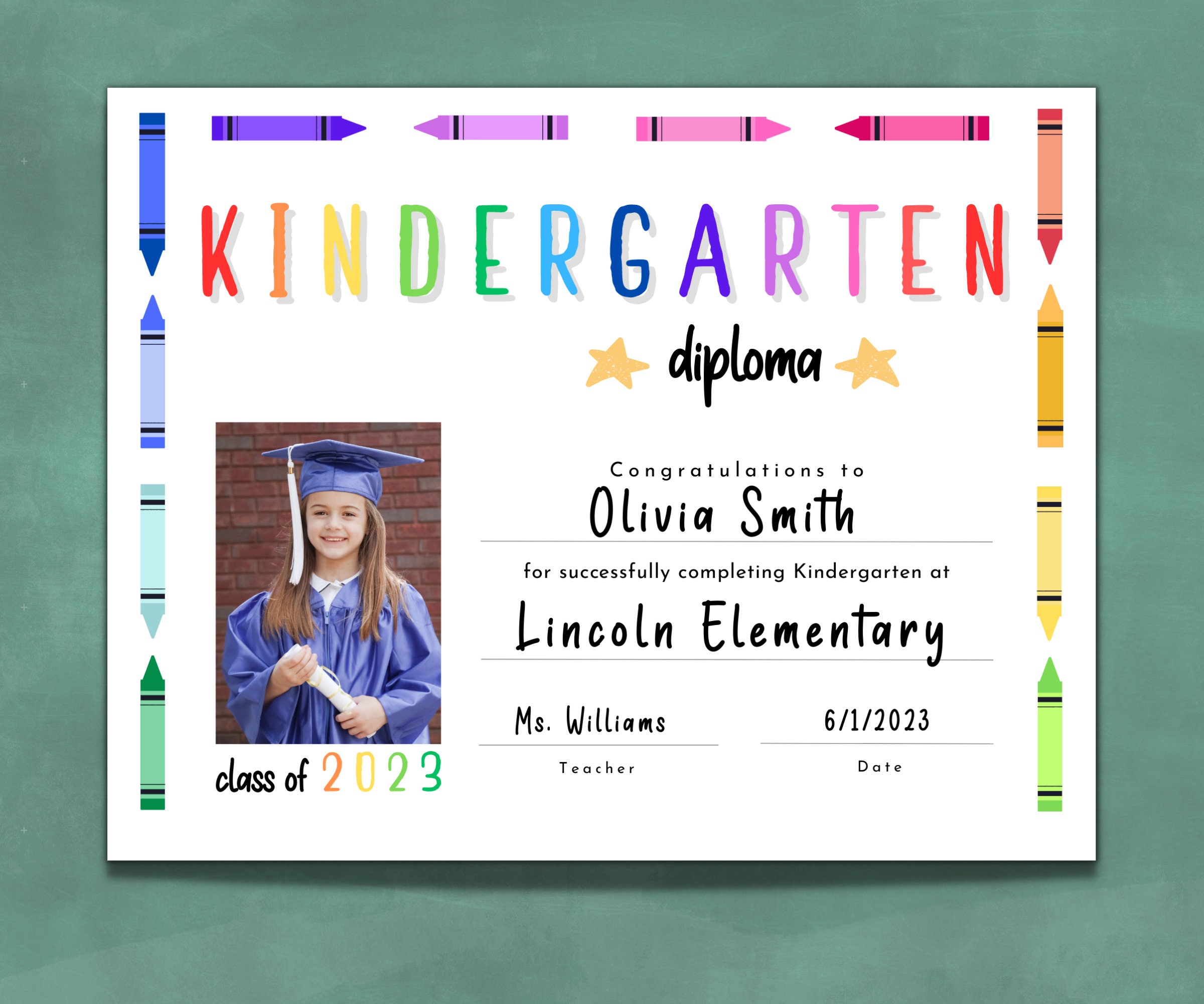 Printable Kindergarten Graduation Diploma Kindergarten Certificate ...