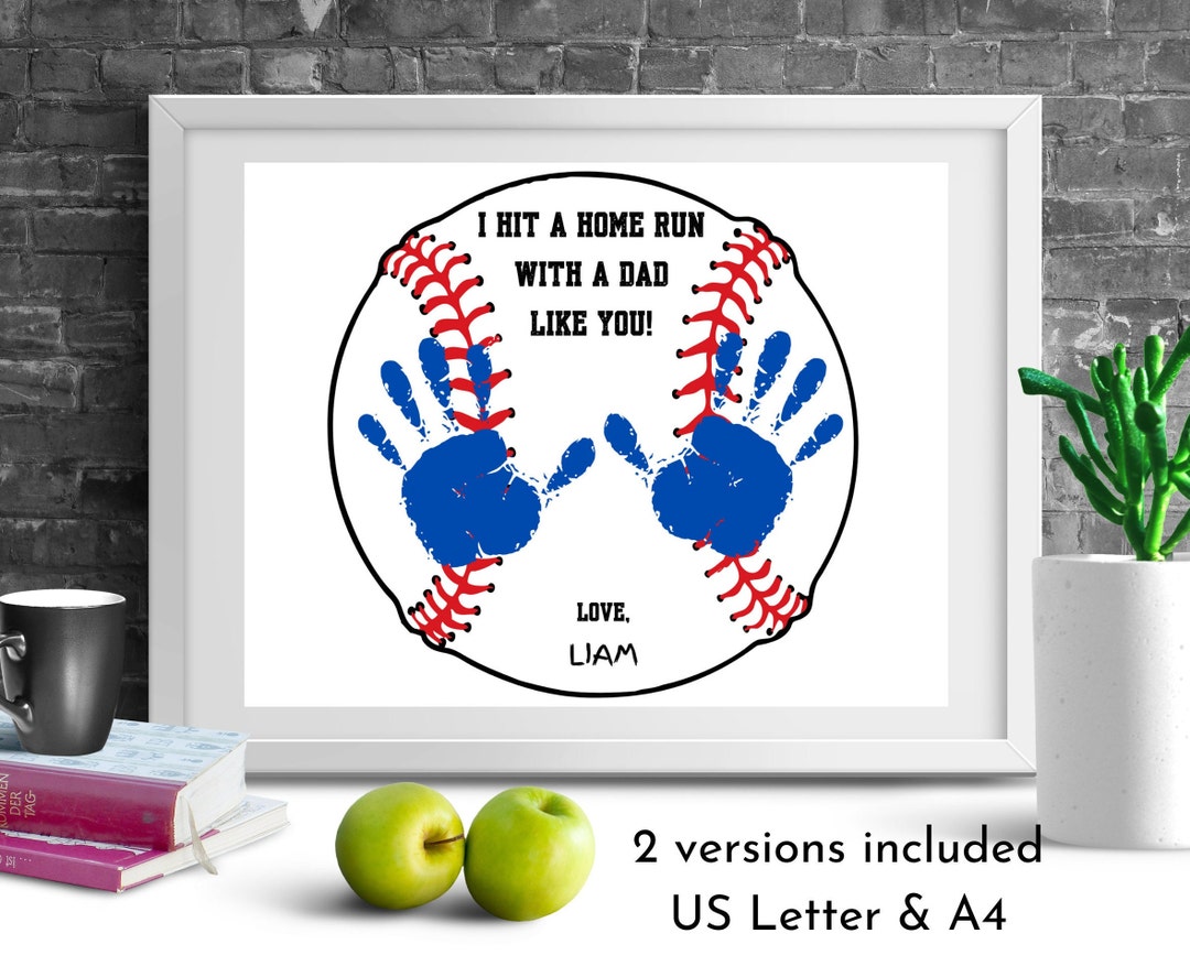 Father's Day Dad Handprint Craft | Printable Baseball Handprint Art ...