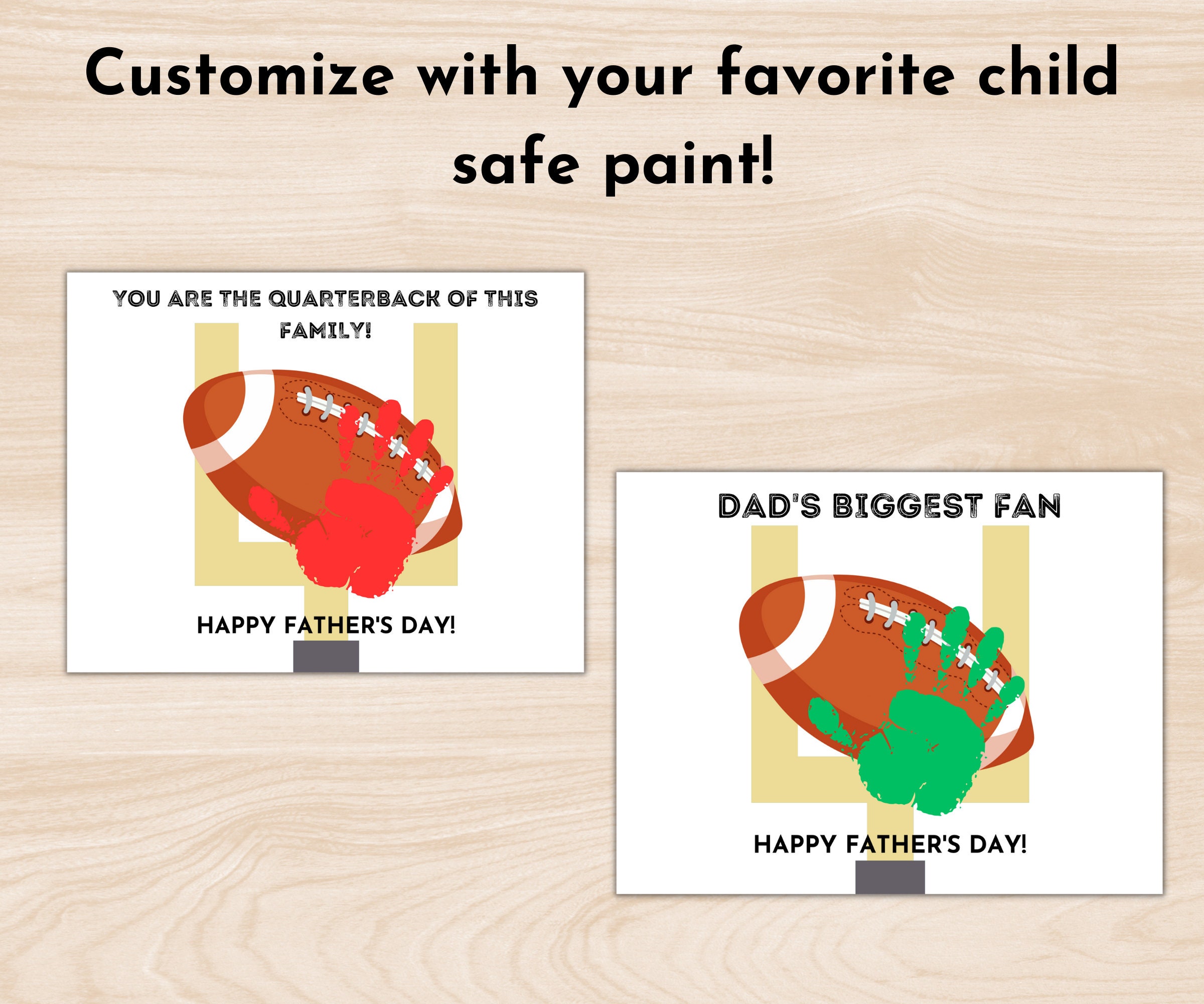 Father's Day Dad Handprint Craft | Printable Football Handprint Art ...