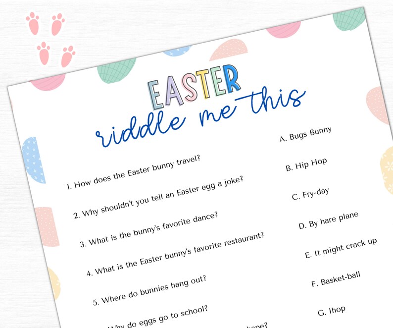 Printable Easter Riddle Me This Game Family Game Night Easter ...