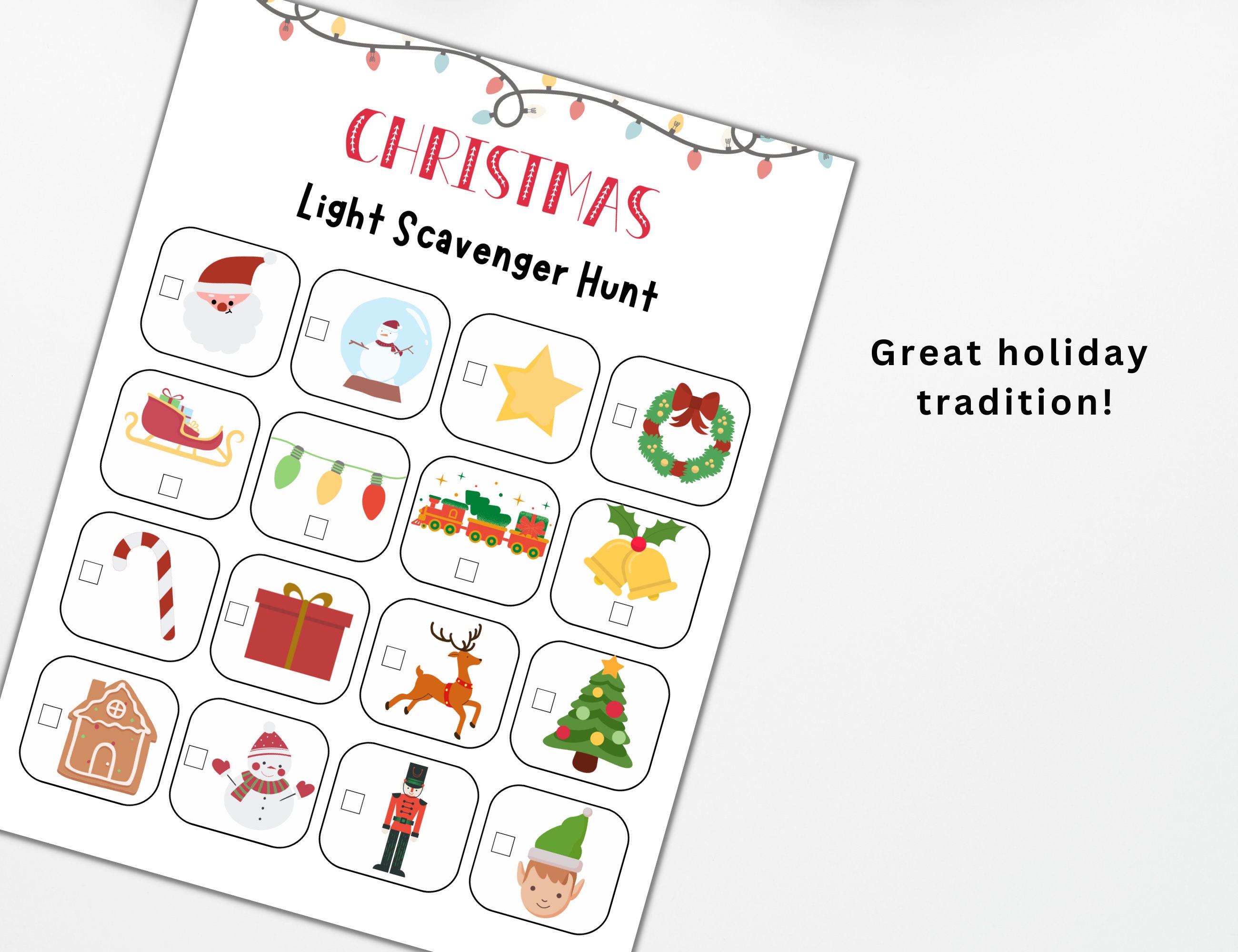 Christmas Scavenger Hunt for Kids Christmas Light Car Ride Game ...