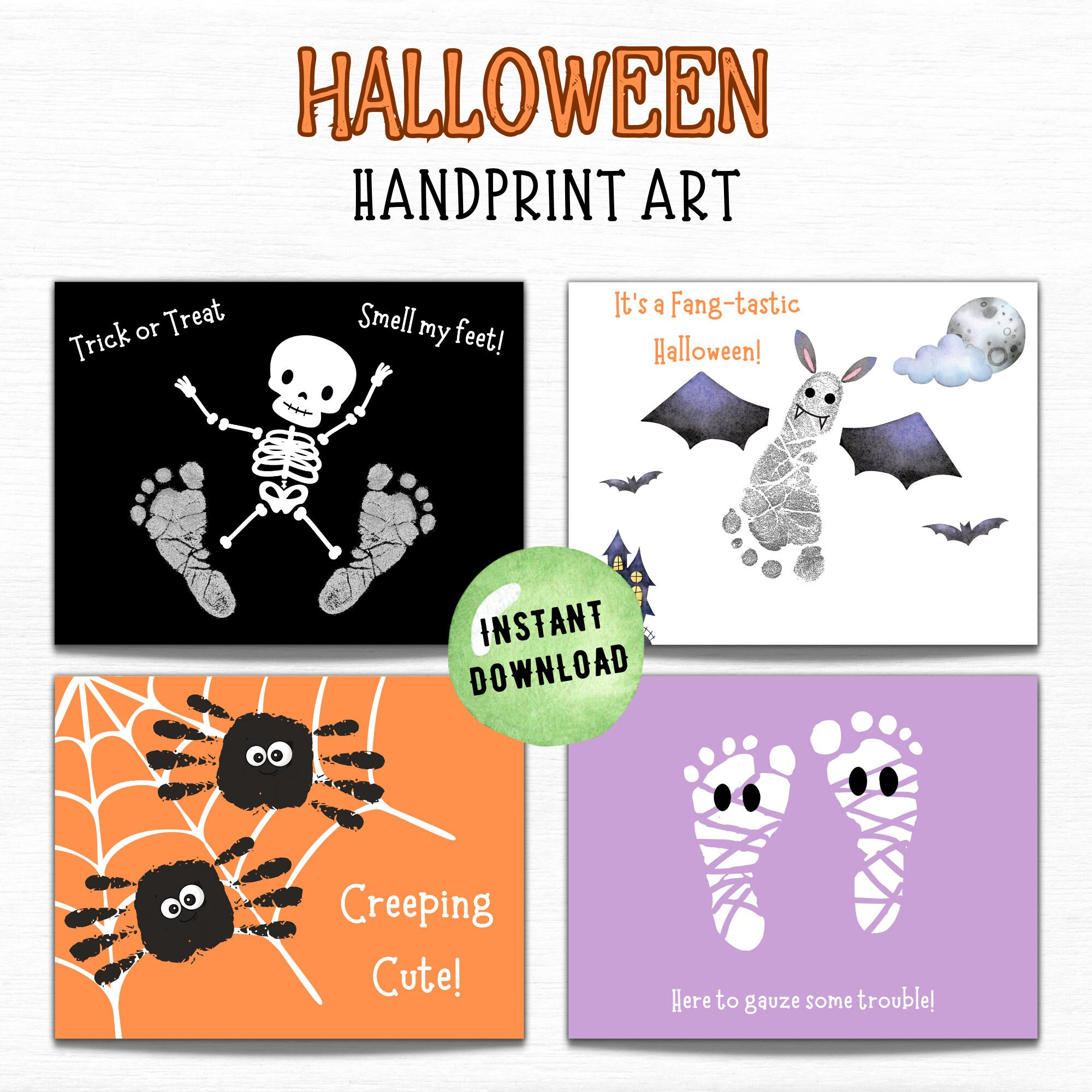 Halloween Handprint Craft Footprint Art Toddler Halloween - Etsy