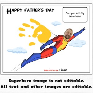 Father's Day Superhero Handprint Craft | Editable Handprint Art | First ...