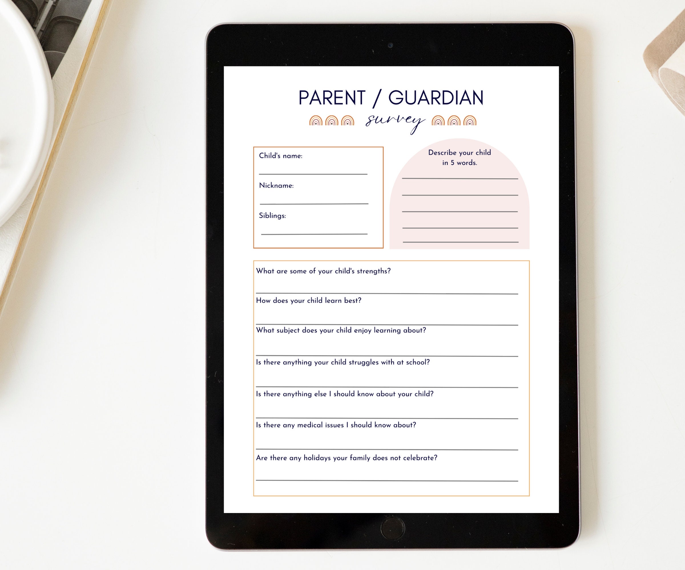 Back to School Parent Survey Getting to Know Your Child Questionnaire ...