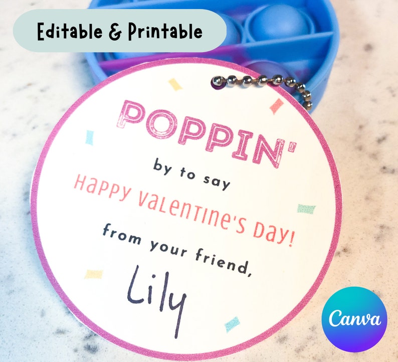 Printable Pop It Valentine Classroom Valentines Cards Pop It Fidget ...