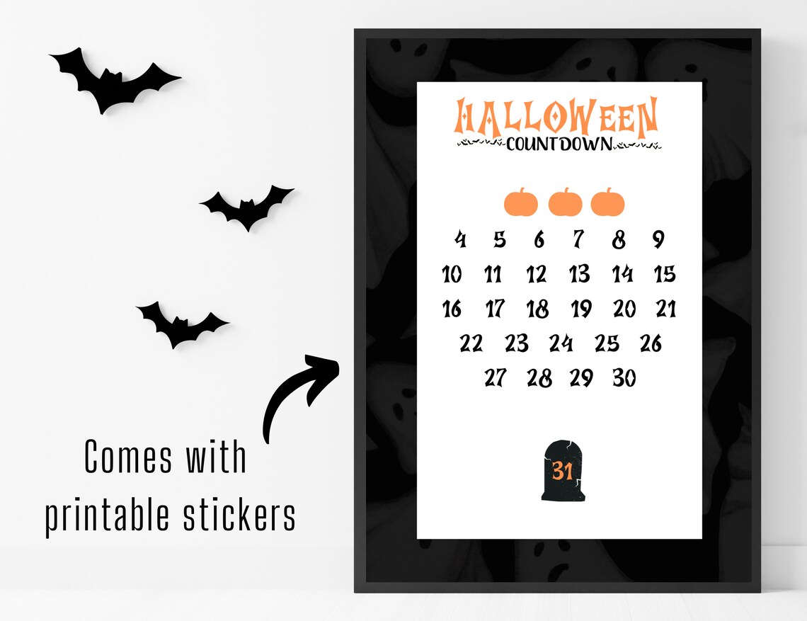 Halloween Countdown Printable Calendar Halloween Printable - Etsy