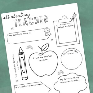 Teacher Appreciation Week All About My Teacher Questionnaire ...