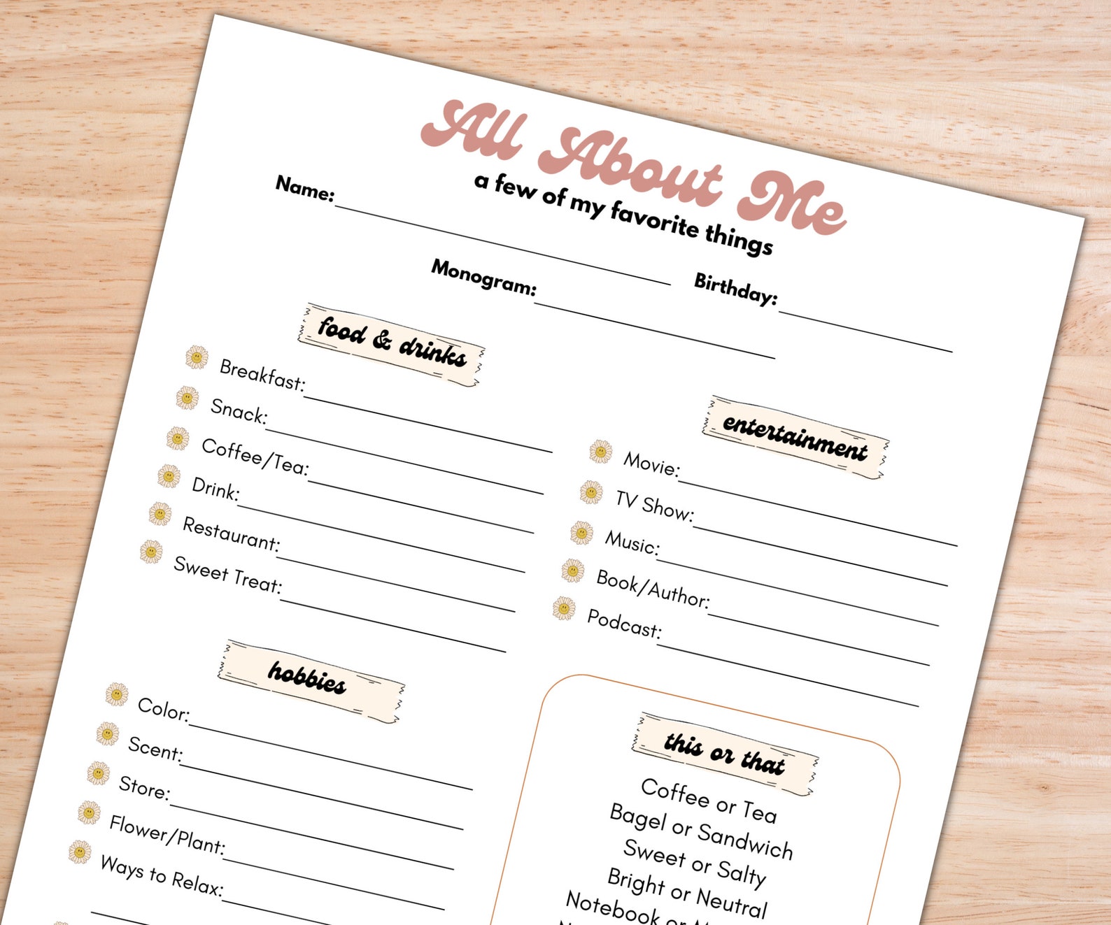 Favorites Survey | Just a Few of My Favorite Things | Co-worker ...