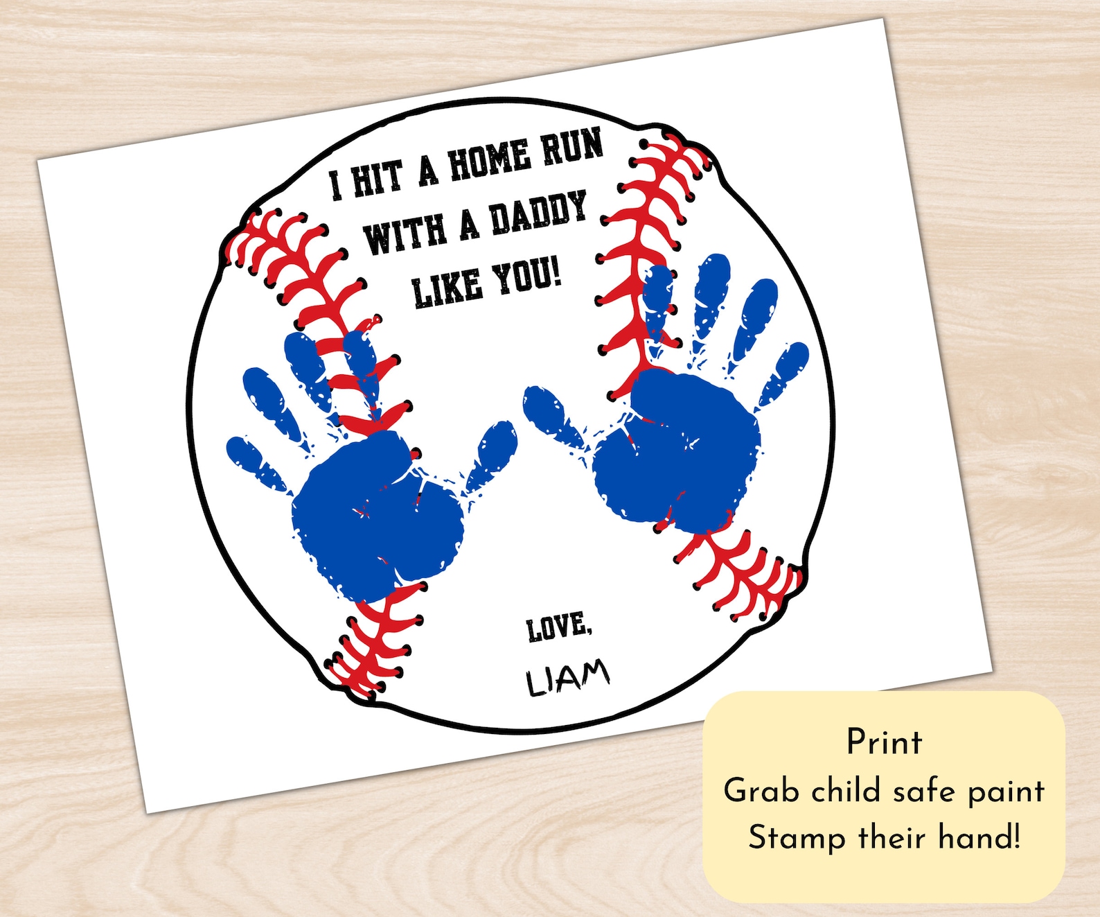 Father's Day Daddy Handprint Craft Printable Baseball Handprint Art ...
