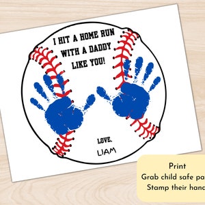 Father's Day Daddy Handprint Craft | Printable Baseball Handprint Art ...