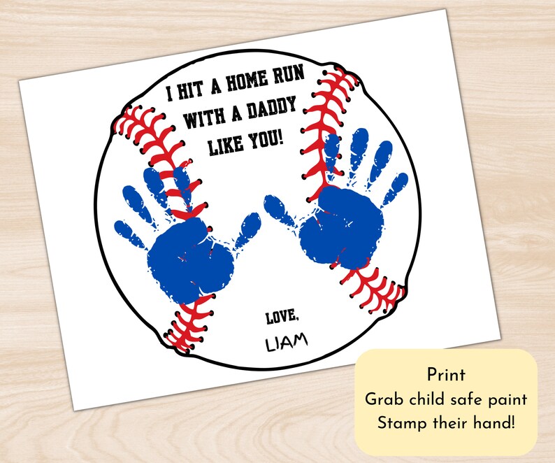 Father's Day Daddy Handprint Craft Printable Baseball - Etsy