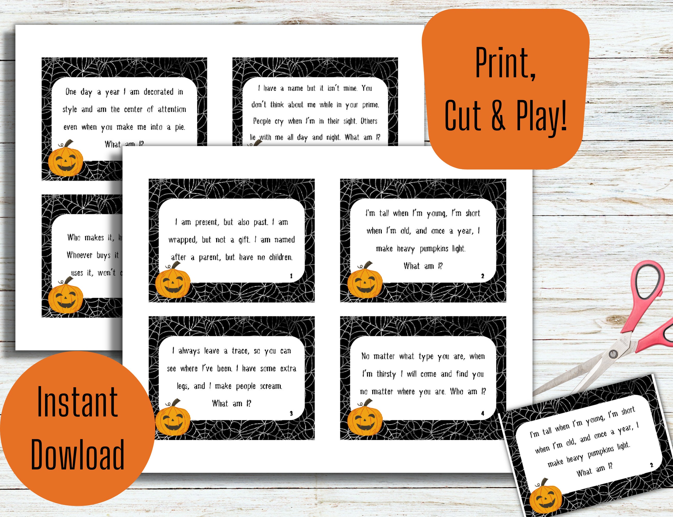 Halloween Riddle Me This Printable Game Halloween Party Game - Etsy