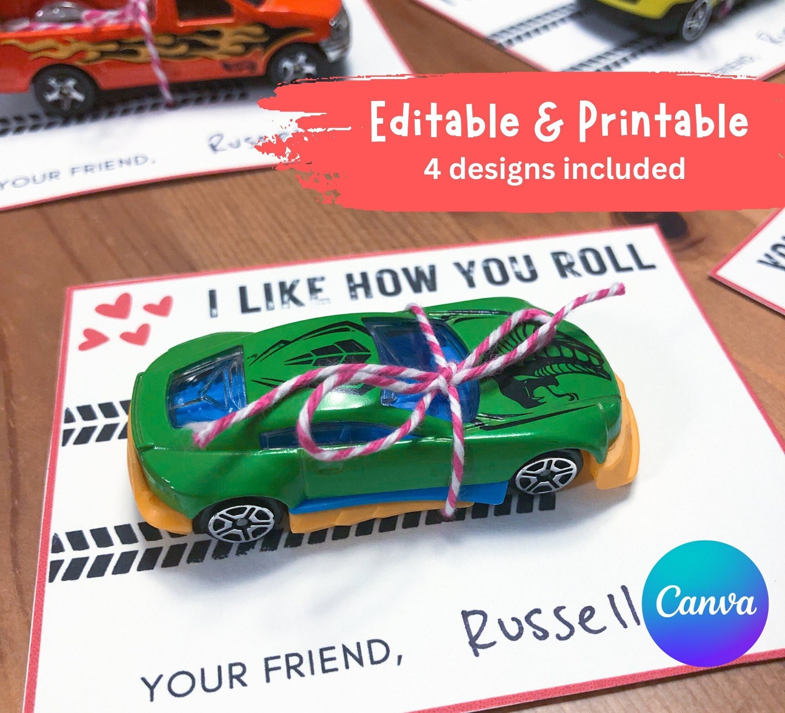 Printable Classroom Valentines Boy Valentines Matchbox Car - Etsy