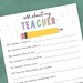 Teacher Appreciation Week All About My Teacher Questionnaire - Etsy