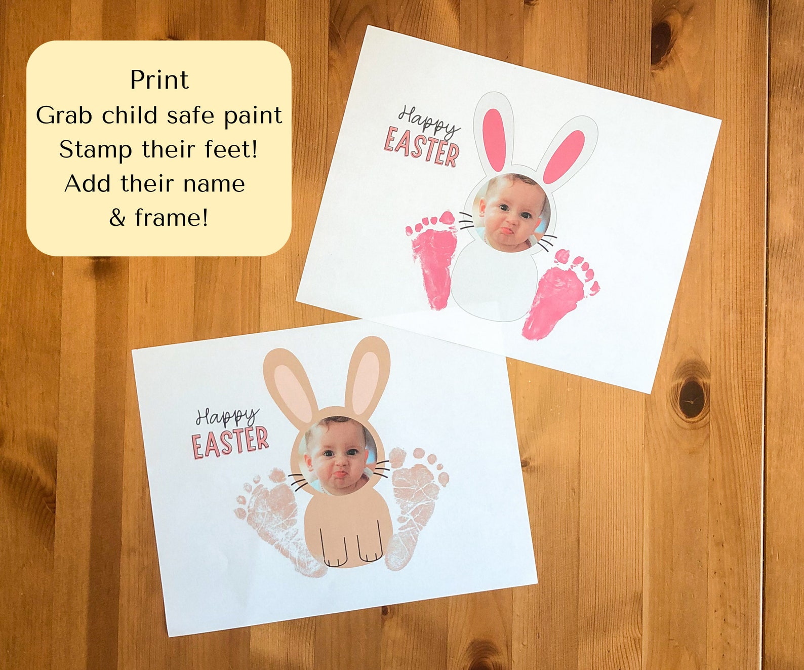 Easter Bunny Footprint Craft Printable Baby First Easter - Etsy
