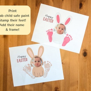 Easter Bunny Footprint Craft Printable | Baby First Easter Handprint ...