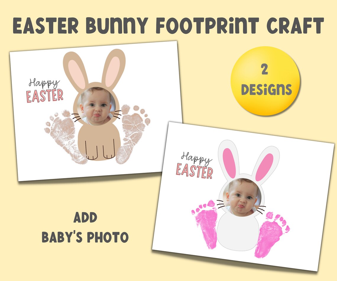 Easter Bunny Footprint Craft Printable Baby First Easter - Etsy
