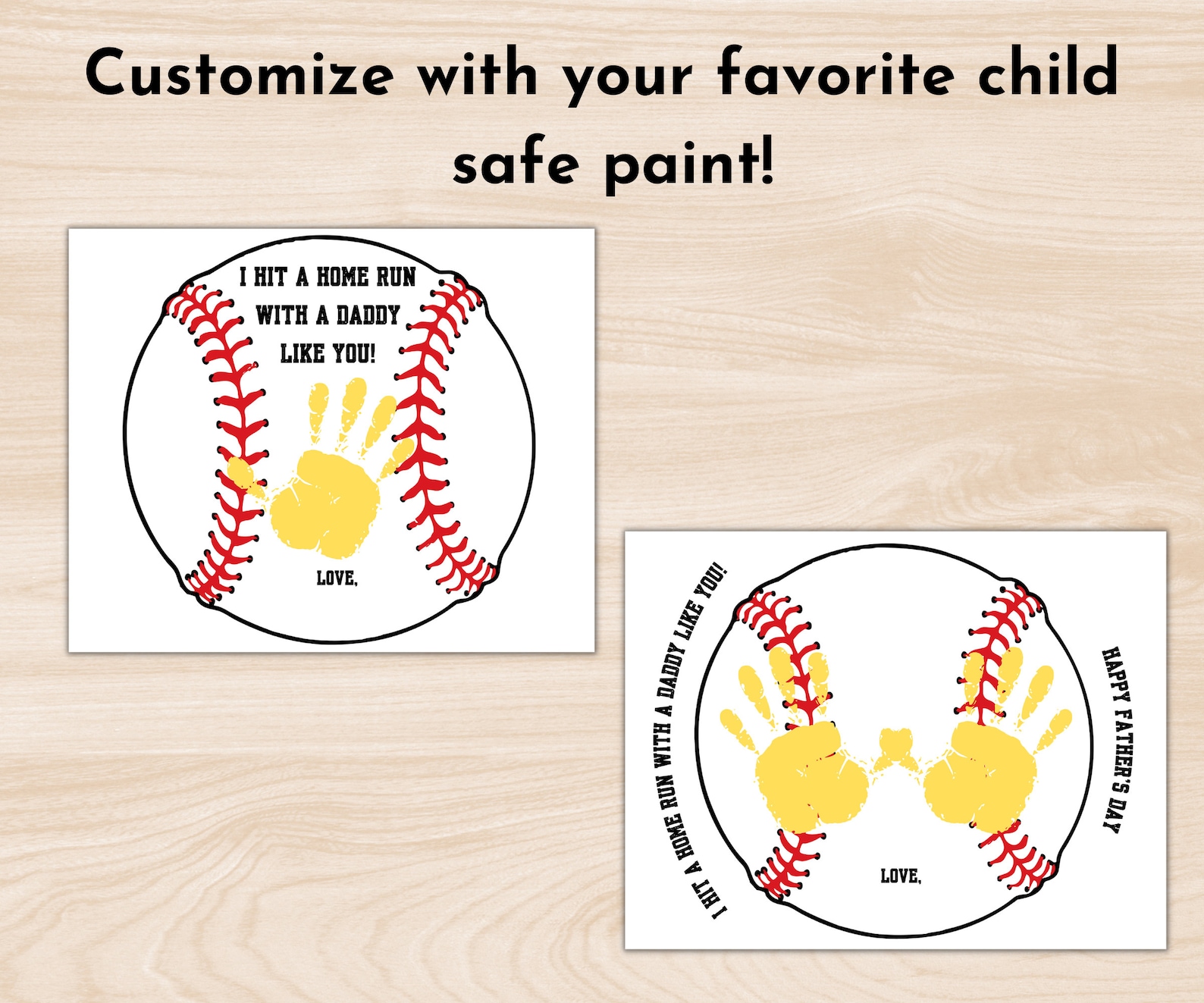 Father's Day Daddy Handprint Craft Printable Baseball Handprint Art ...