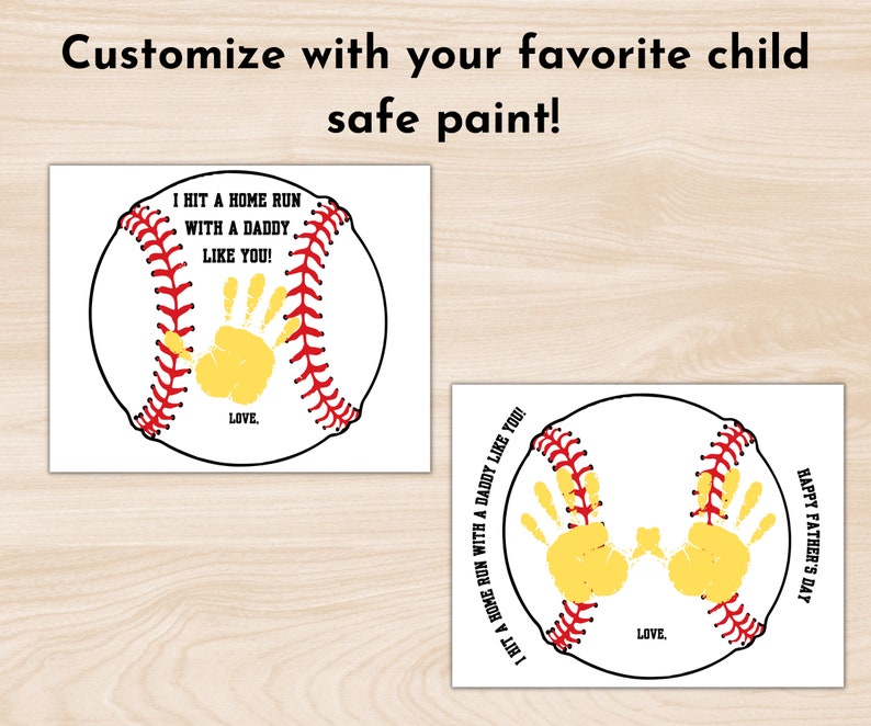 Father's Day Daddy Handprint Craft Printable Baseball - Etsy