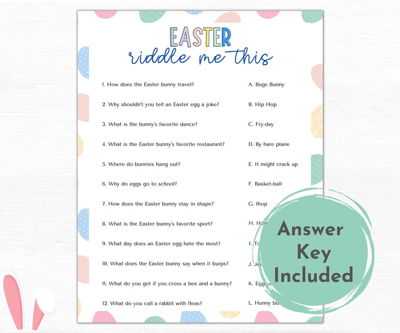 Printable Easter Riddle Me This Game Family Game Night Easter ...
