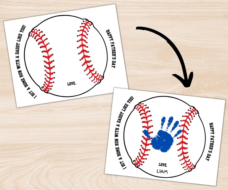 Father's Day Daddy Handprint Craft Printable Baseball - Etsy