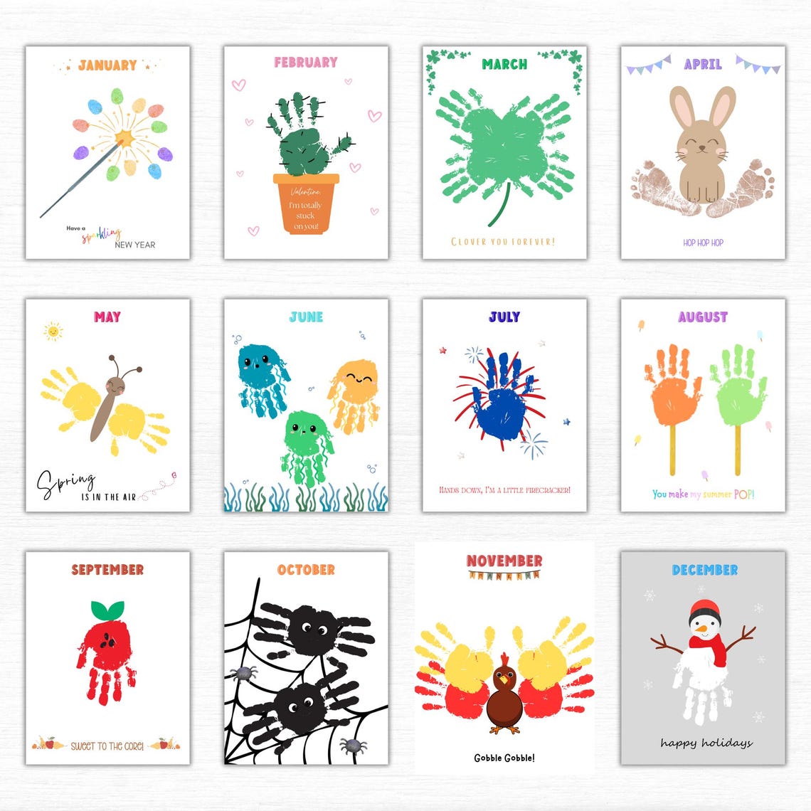 Handprint Monthly Memory Book | Handprint Art Keepsake | Toddler and ...