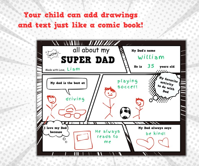 All About My Dad Comic Strip Questionnaire First - Etsy