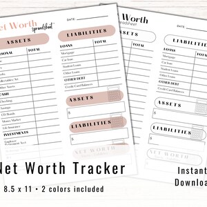 Net Worth Tracker Printable Net Worth Annual Worksheet - Etsy