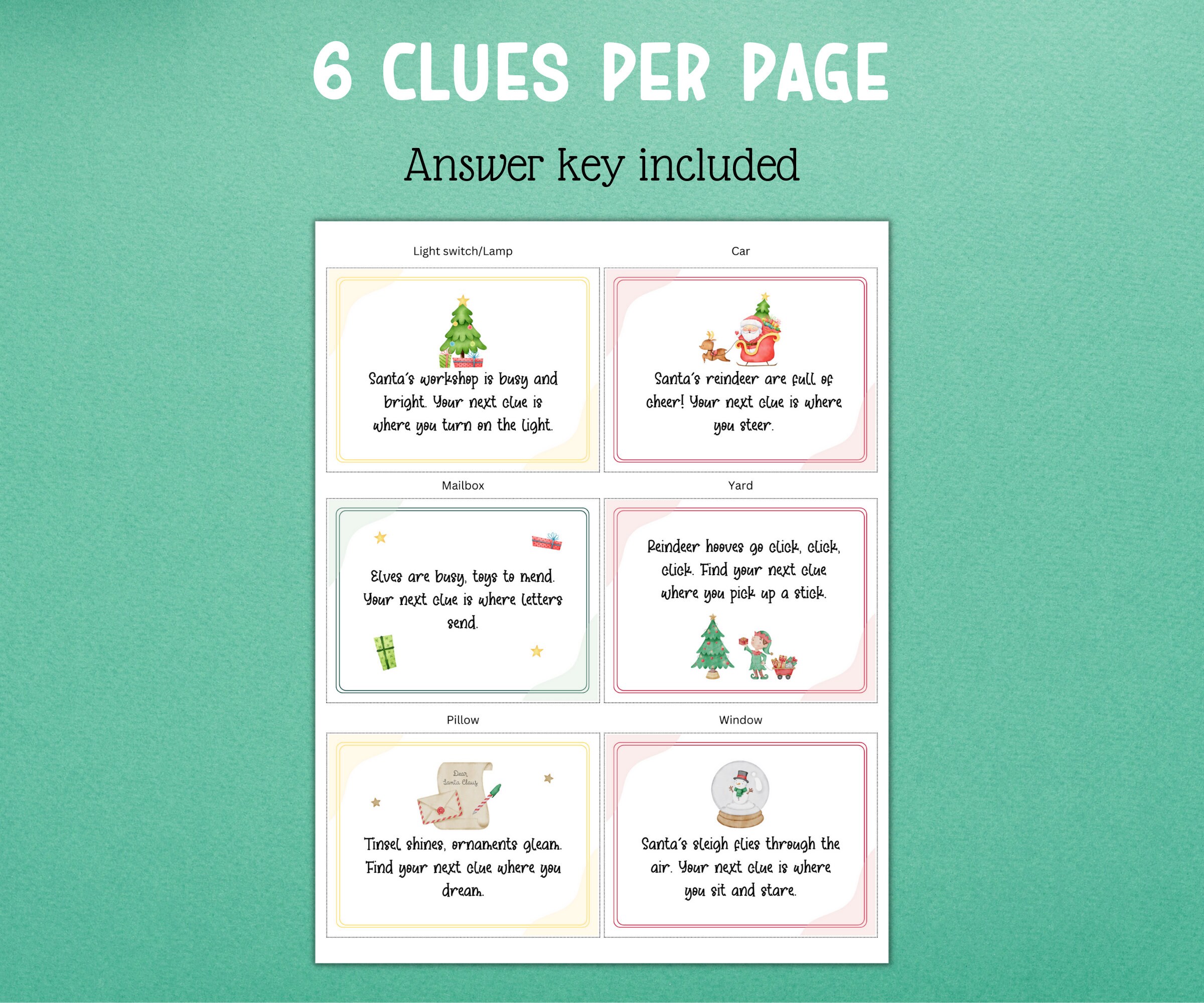 Christmas Scavenger Hunt for Kids Printable Treasure Hunt Treasure Hunt ...