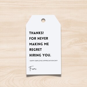 Funny Employee Appreciation Gift Tags | Staff Appreciation Week ...