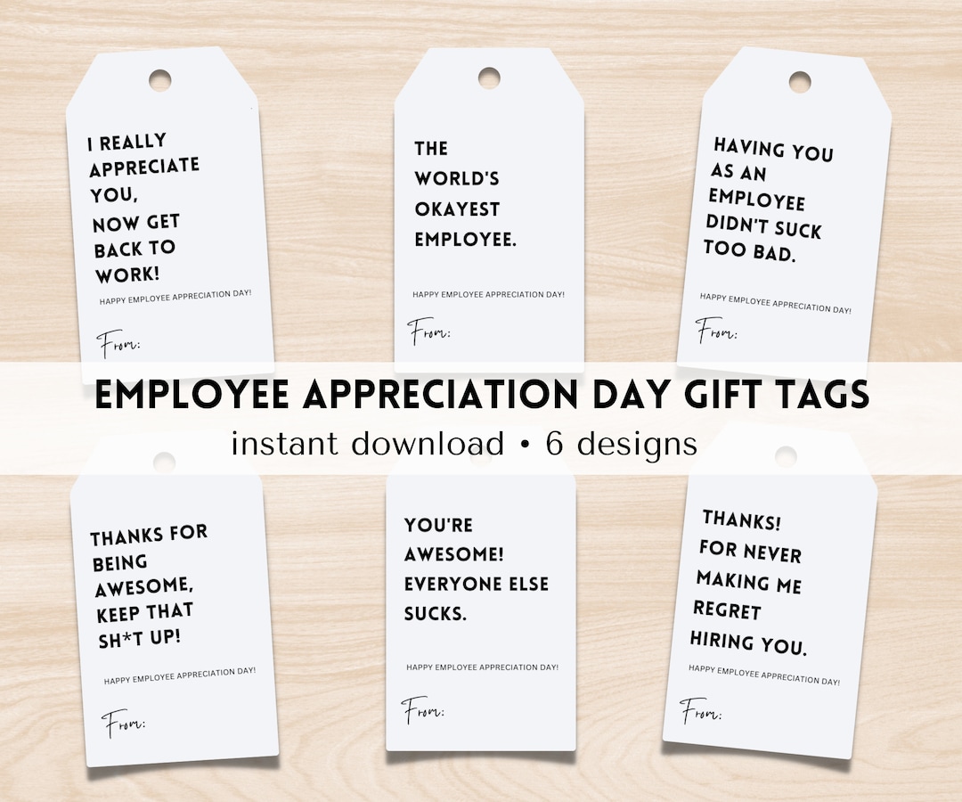 Funny Employee Appreciation Gift Tags | Staff Appreciation Week ...