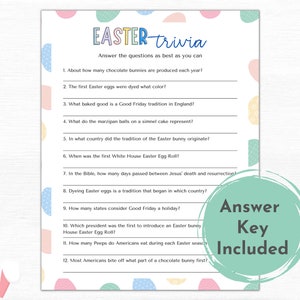 Printable Easter Trivia Game | Family Game Night | Easter Activities ...
