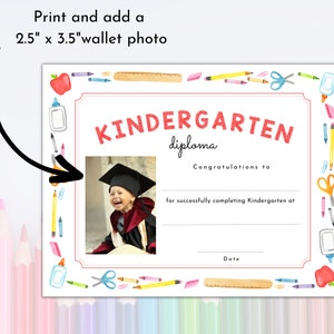 Printable Kindergarten Graduation Diploma | Kinder Certificate Editable ...