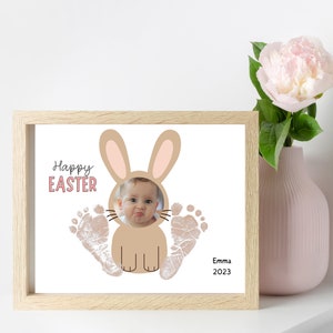 Easter Bunny Footprint Craft Printable | Baby First Easter Handprint ...