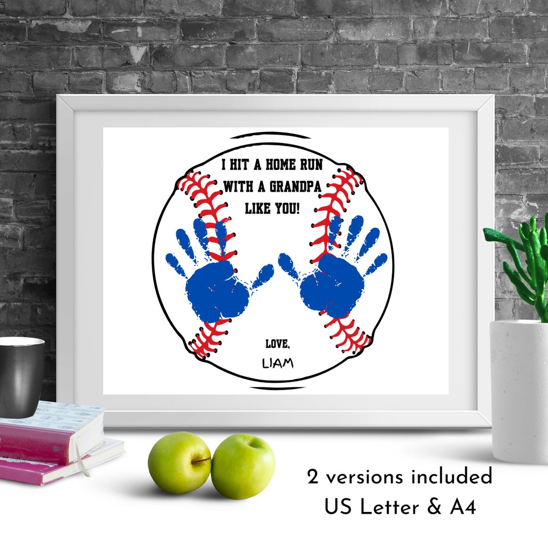 Father’s Day Grandpa Handprint Craft | Printable Baseball Handprint Art ...