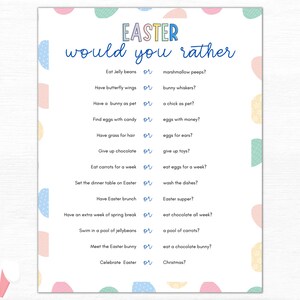 Printable Easter Would You Rather Party Game | Family Game Night ...