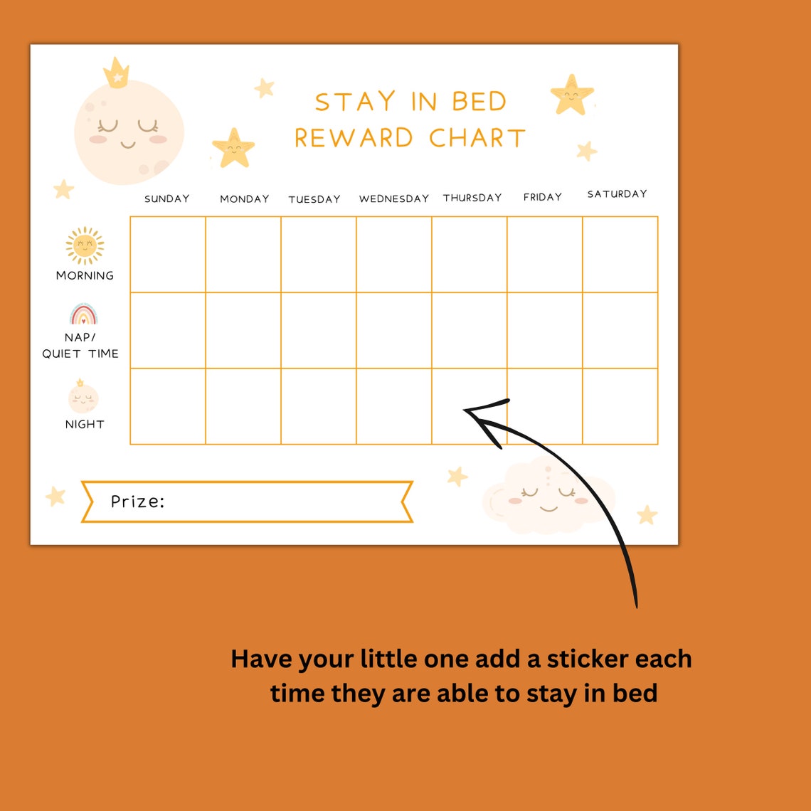Stay in Bed Reward Chart | Night Time Reward Chart | Toddler Reward ...