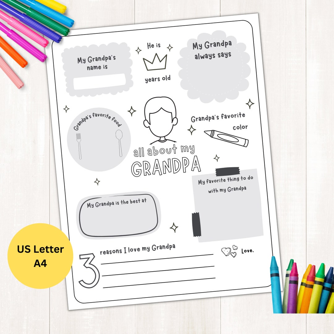 Grandparent's Day All About My Grandpa Questionnaire | All About Me ...